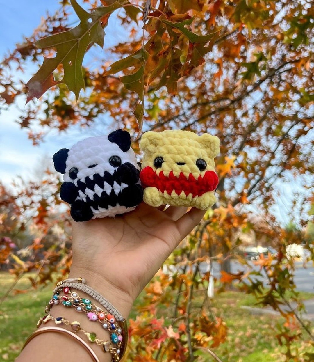 Bears Amigurumi Panda and Winnie the Pooh Squishy Keychains Plushies ...