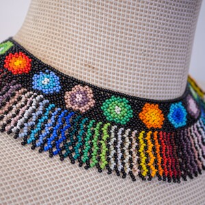 Ecuadorian Beaded Necklace, Indigenous Floral Collar, South American ...