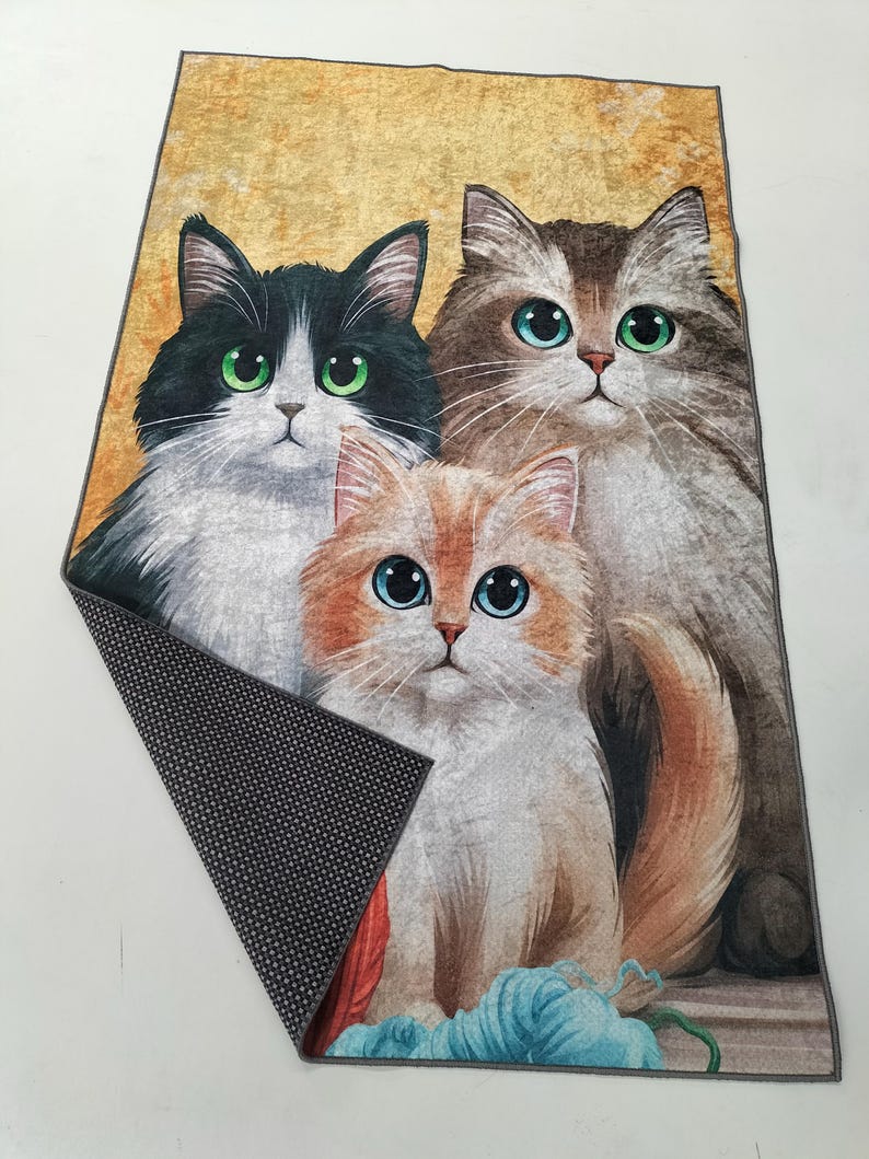Cats Rug, Cat Area Rug, Cat Themed Rug, Cat Lovers Gift, Cute Cat Rug ...