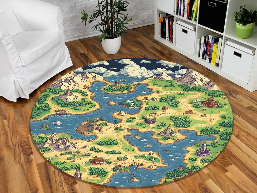 World Map Rug, Map Round Rug, Map Design Rug, World Map Carpet ...