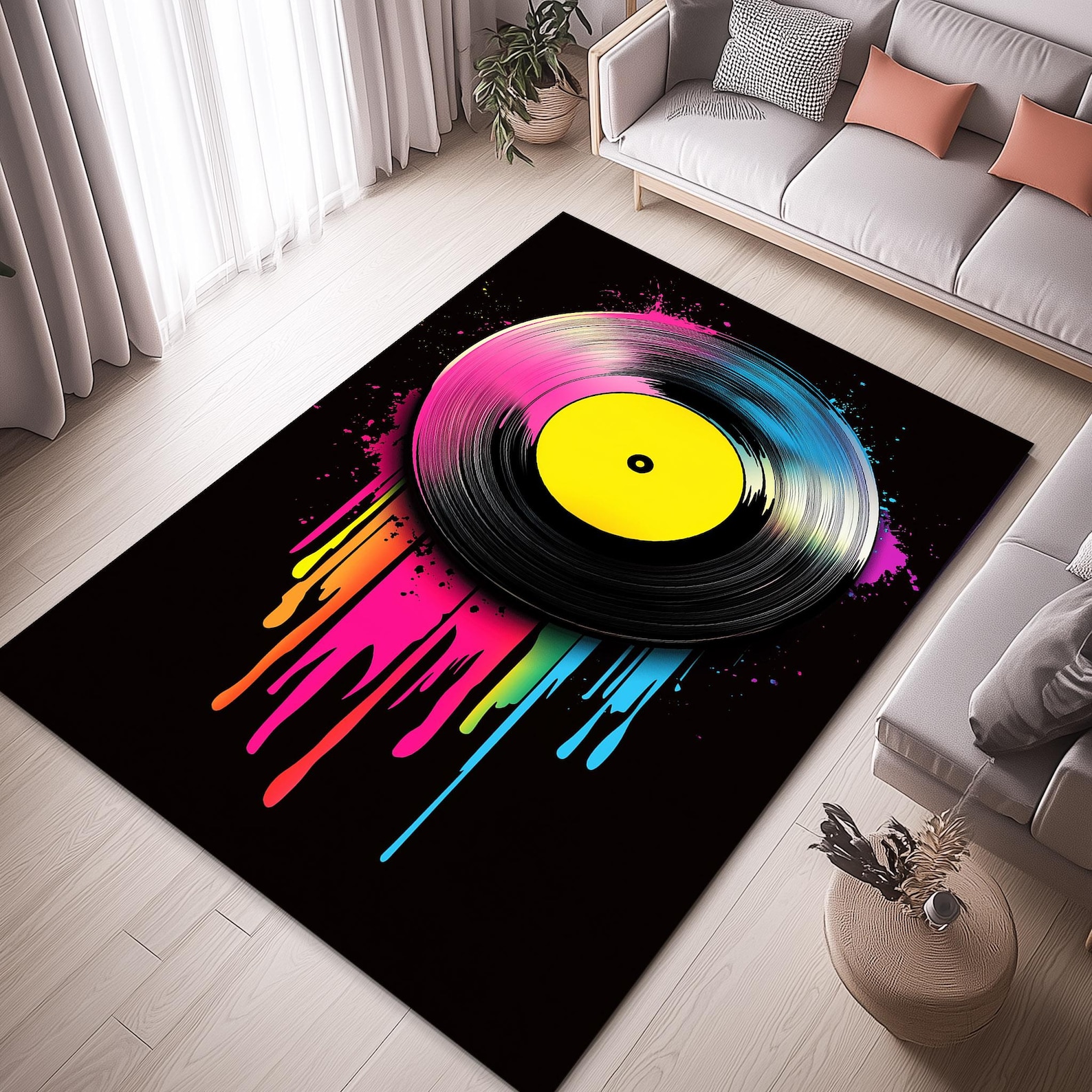 Melting Vinly Record Rug, Record Area Rug, Record Pattern Rug, Record ...