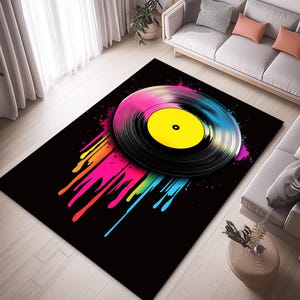 Melting Vinly Record Rug, Record Area Rug, Record Pattern Rug, Record ...