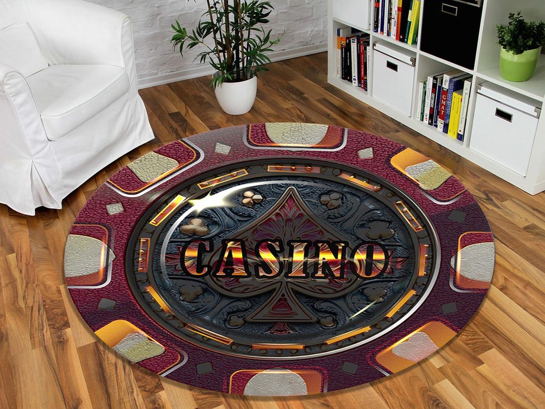 Poker Rug, Poker Round Rug, Poker Game Rug, Poker Gamer Gift, Game Room ...