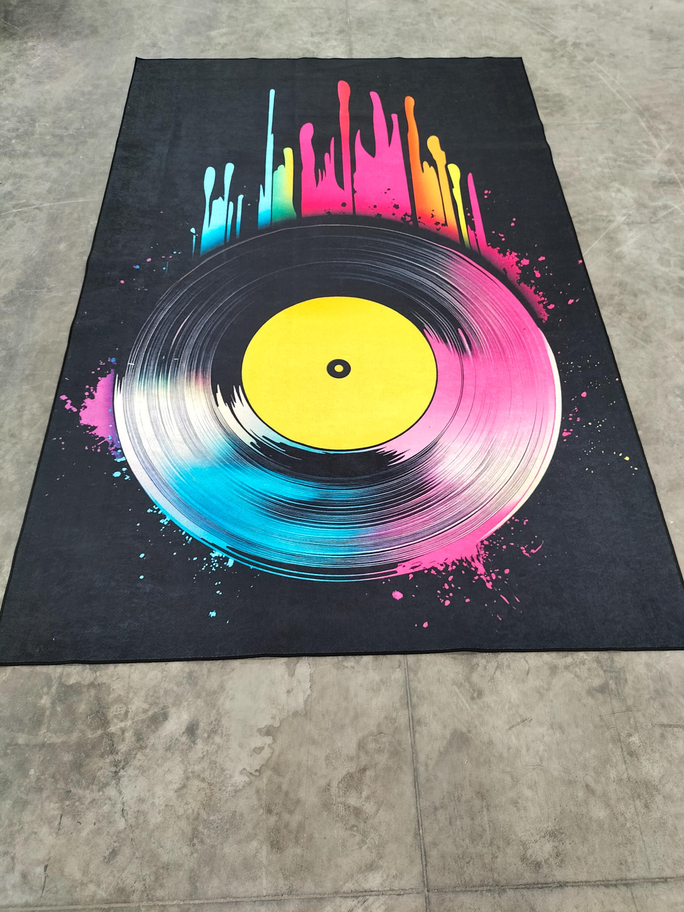 Melting Vinly Record Rug, Record Area Rug, Record Pattern Rug, Record ...