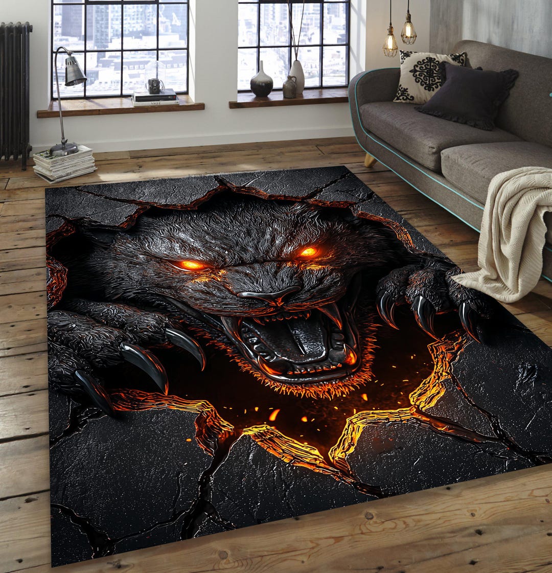 Tiger Rug, Saber-toothed Tiger Rug, Wild Animal Rug, Crack Rug, Animal ...