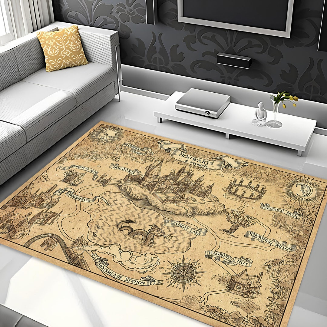 Map Rug, Wizardry Rug, Popular Movie Rug, Map Modern Rug, Wizarding Rug ...