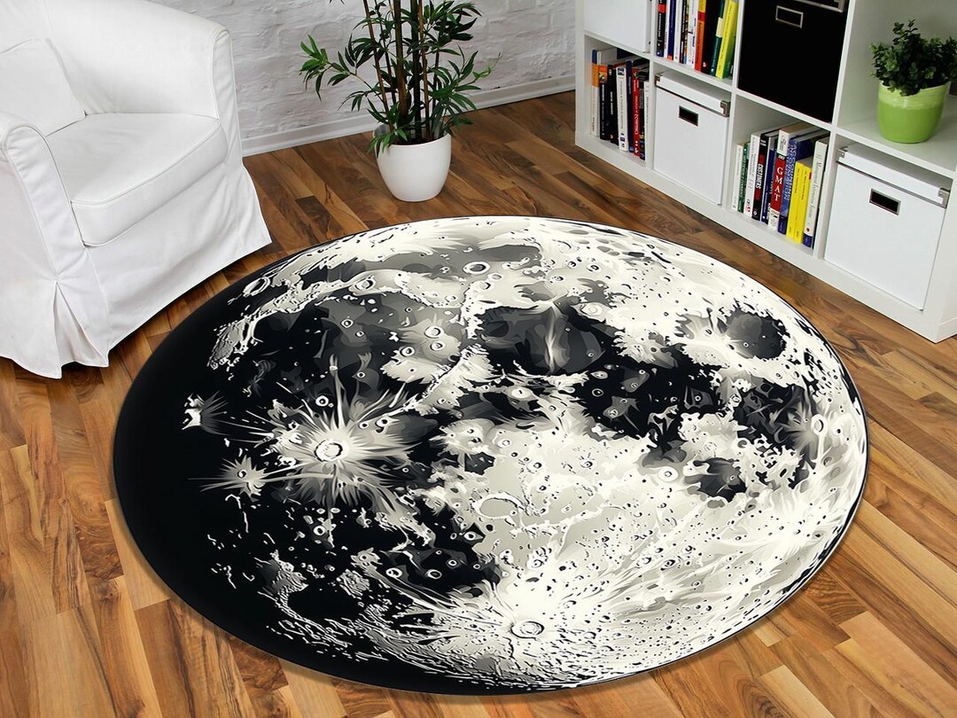 Round Moon Rug, Full Moon Rug, Moon Area Rug, Moon Lovers Gift, Moon ...