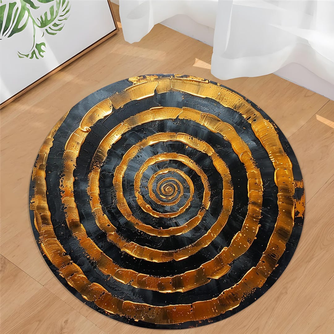 Spiral Round Rug, Modern Art Rug, Abstract Round Rug, Spiral Pattern ...