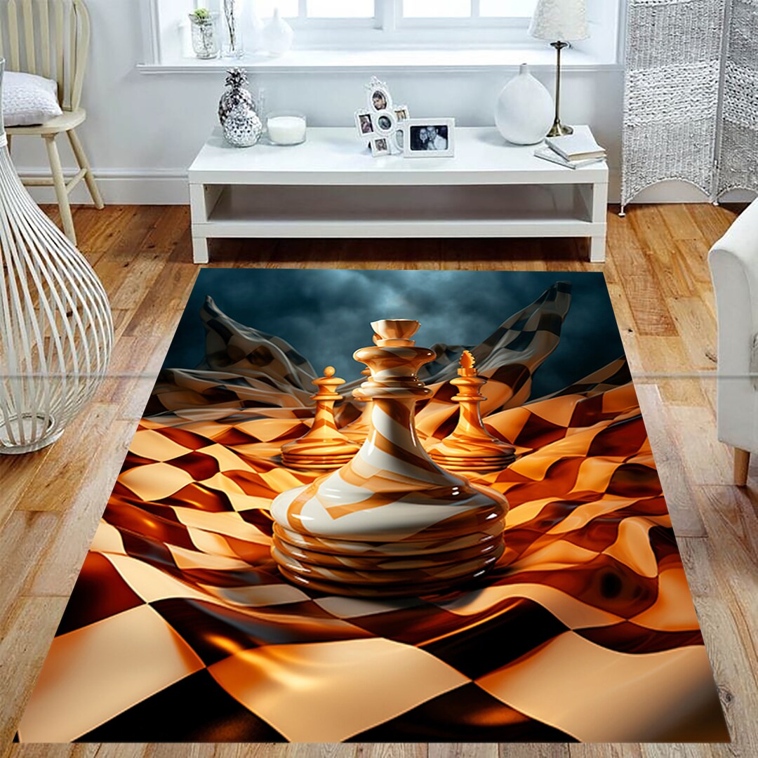 Chess Themed Rug, Chess Rug, Shah and Vizier Rug,game Room Rug,kids ...