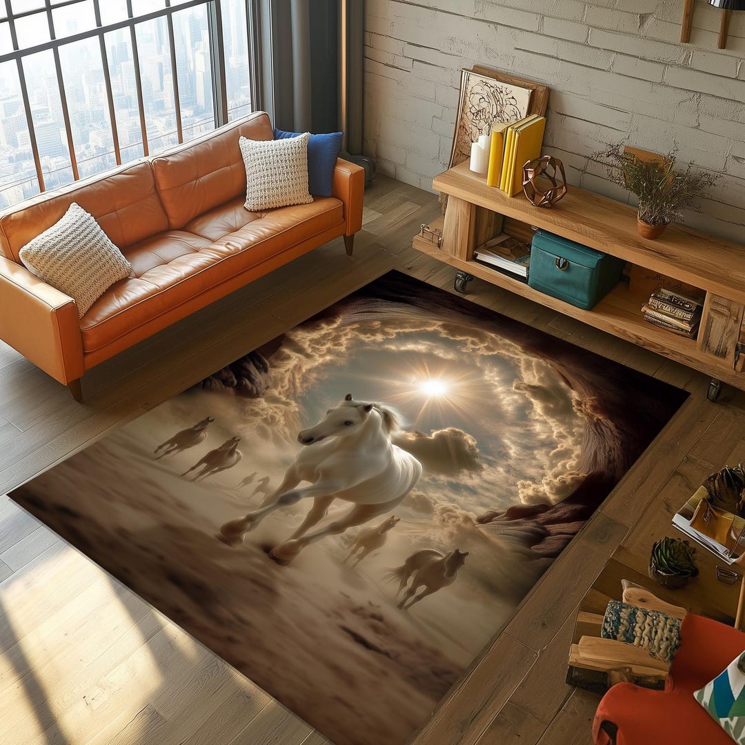 Horse Area Rug, Horses Rug, Running Horses Rug, Horse Rug, Animal ...