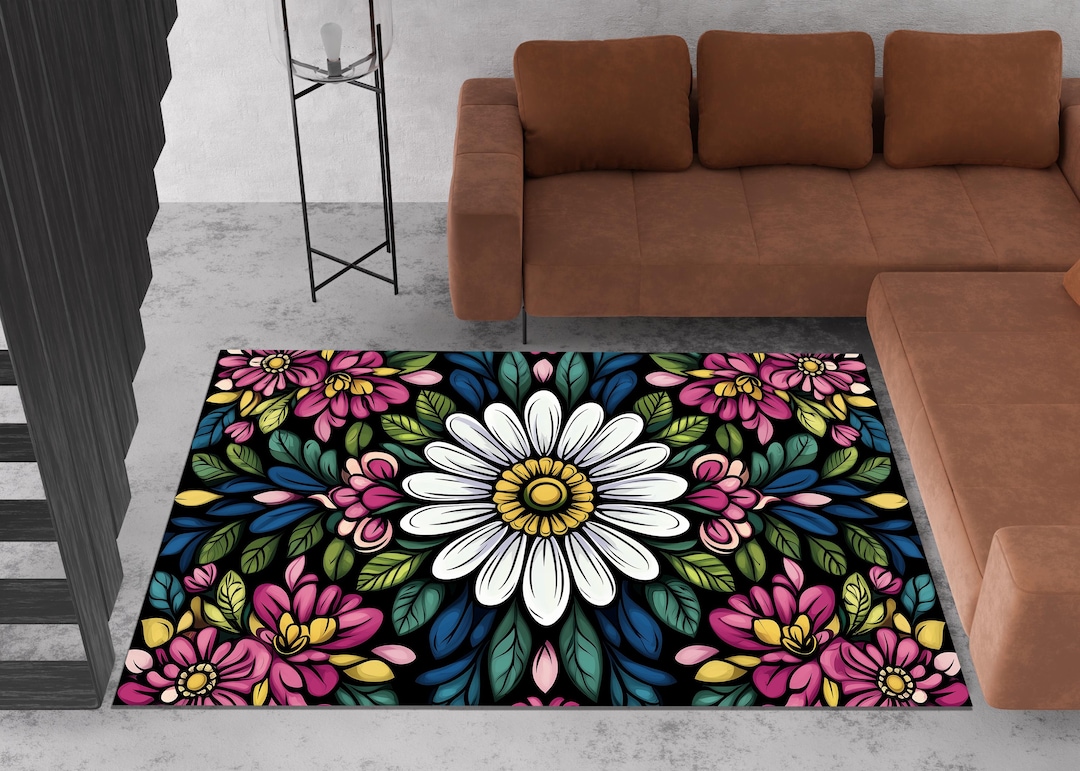 Floral Area Rug, Floral Rug, Flower Themed Rug, Flower Rug, Floral ...