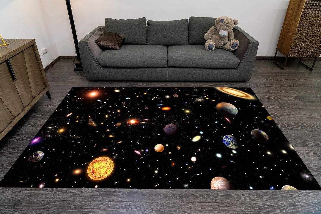 Galaxy Area Rug, Planets Pattern, Space Themed Decor - Etsy