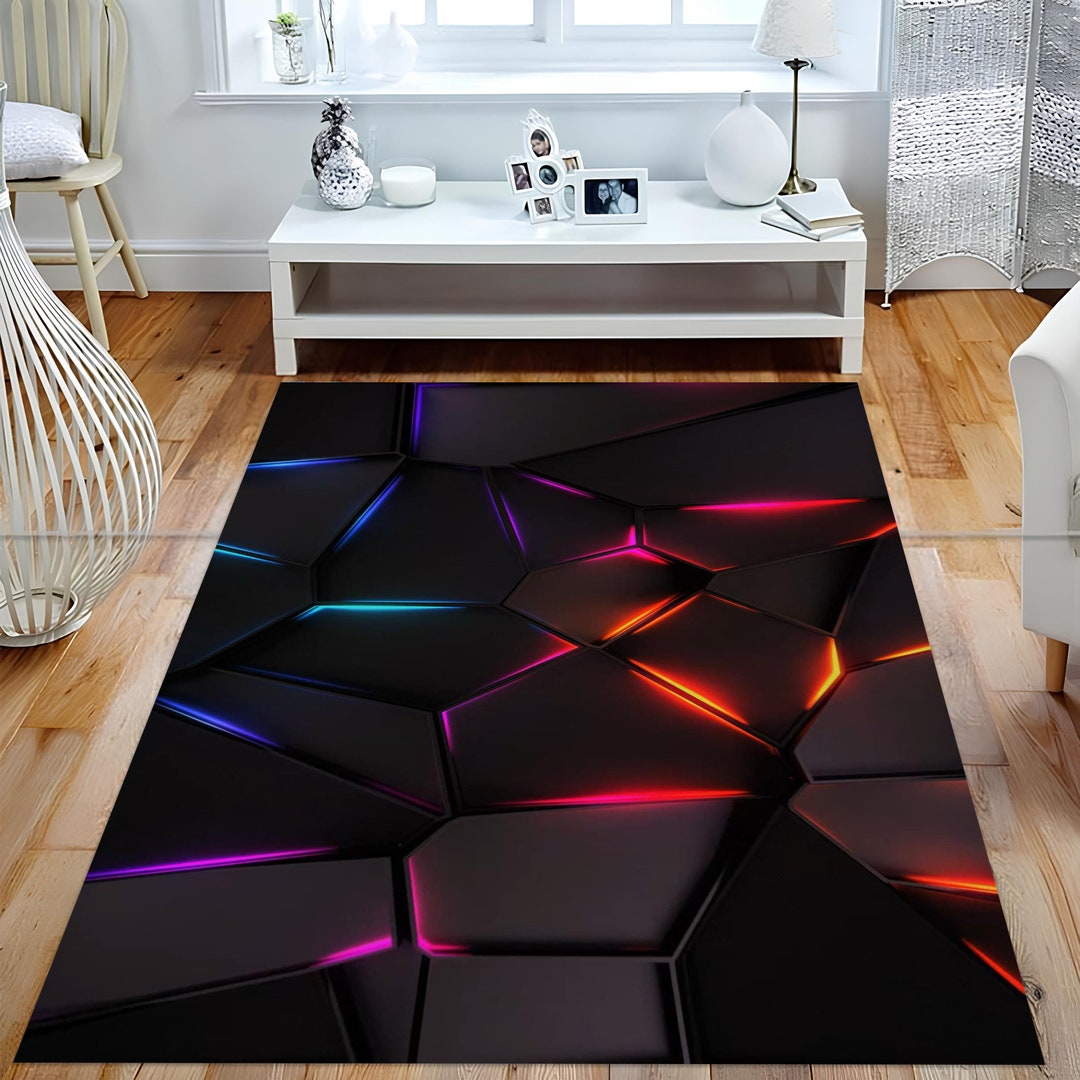 Neon Rug,gamer Rug,e Sport Rug,game Room Rug,movie Room Rug,colorful ...