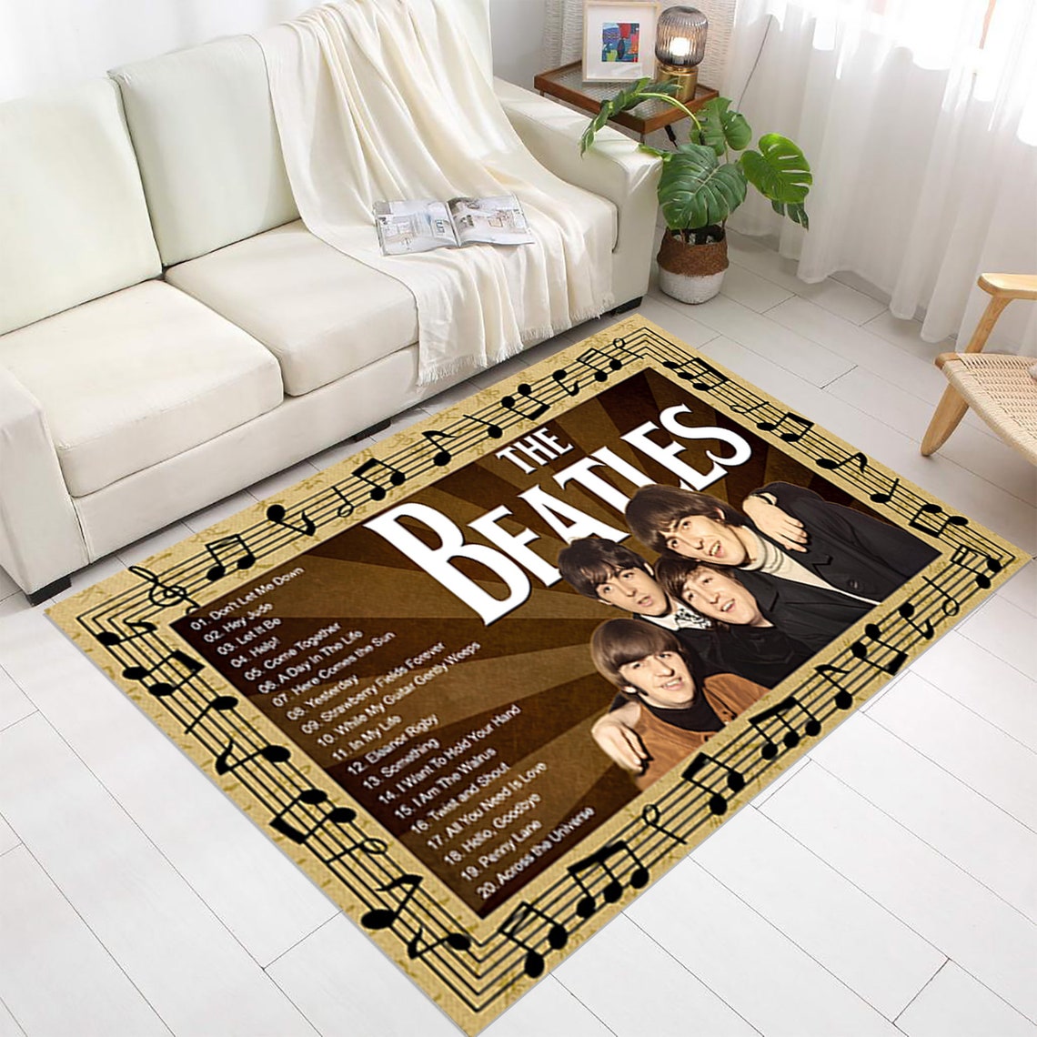 The Beatles Rug,music Note Rug,music Room Rug,music Rug,guitar Rug,rock ...