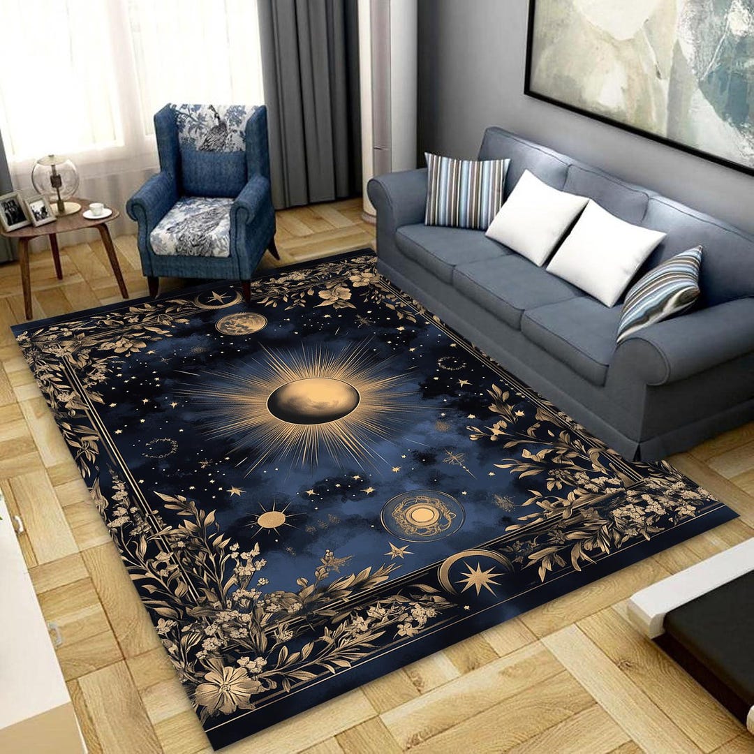 Celestial Sun and Moon Area Rug, Dark Academia Decor - Etsy
