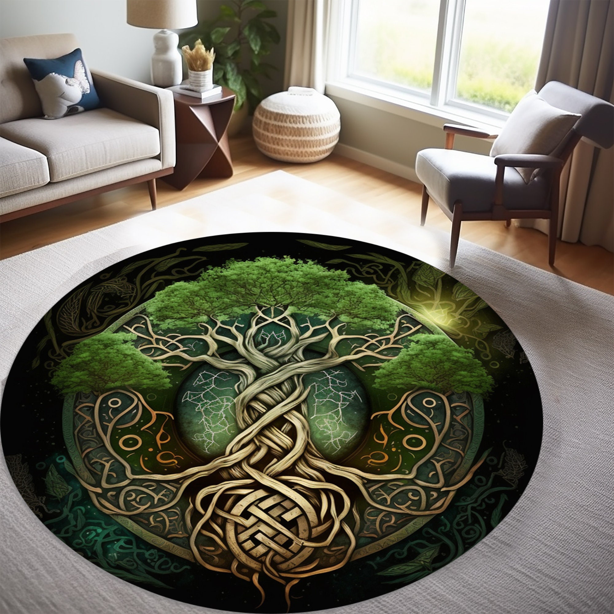 Tree of Life Rug, Tree Round Rug, Tree of Life Decor Rug, Round Rug ...