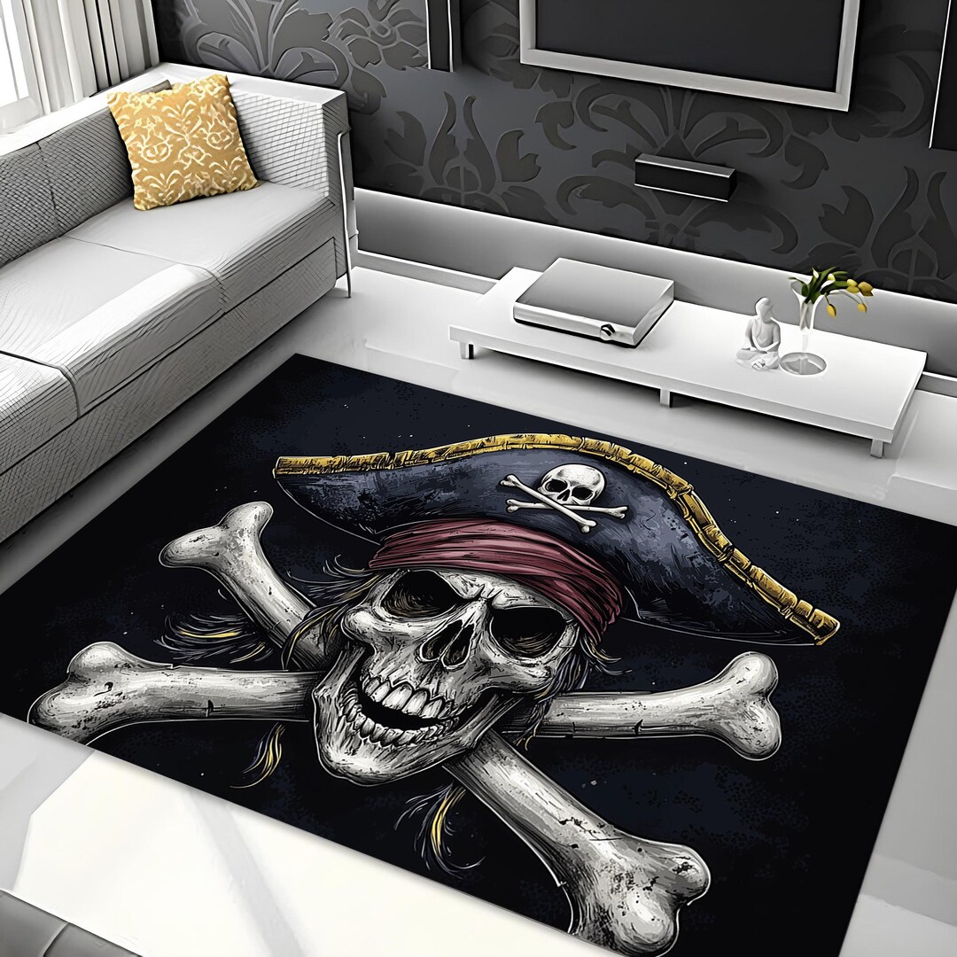Pirate Skull Rug, Skull Area Rug, Pirate Rug, Skull Rug, Pirate Area ...