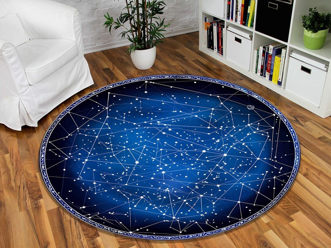 Constellations Rug, Starry Sky Rug, Constellations Round Rug, Space Rug ...