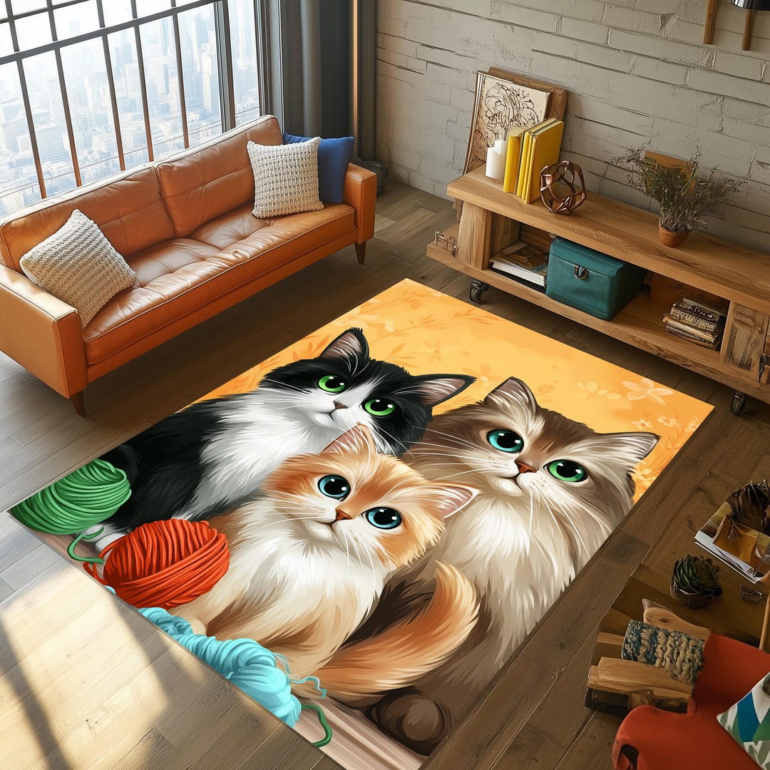 Cats Rug, Cat Area Rug, Cat Themed Rug, Cat Lovers Gift, Cute Cat Rug ...