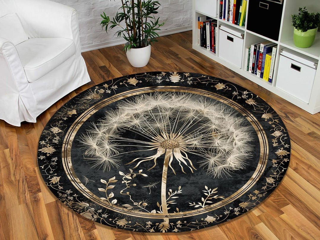 Round Dandelion Rug, Modern Floral Area Rug - Etsy