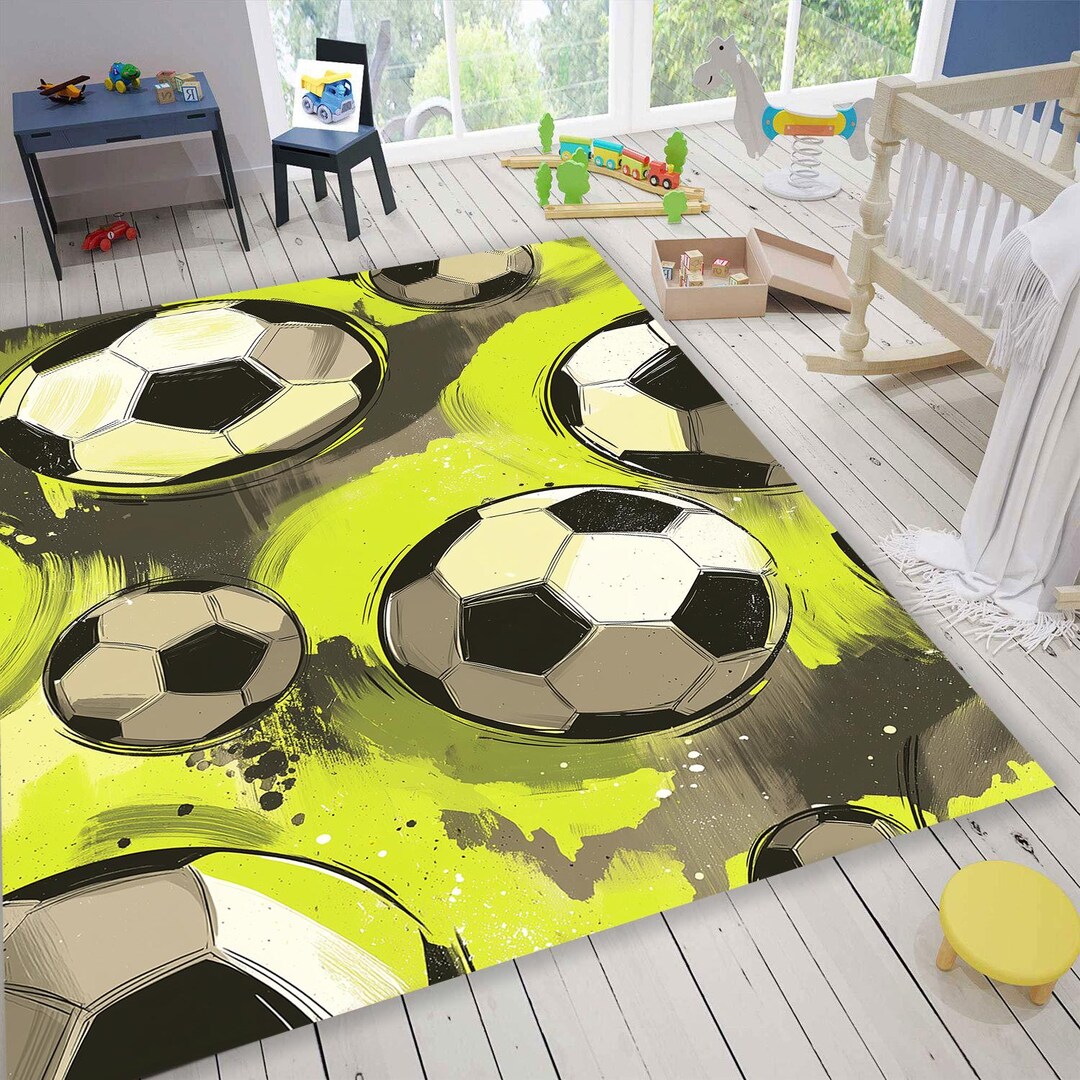 Football Ball Rug, Football Themed Rug, Boys Room Decor, Soccer Rug ...
