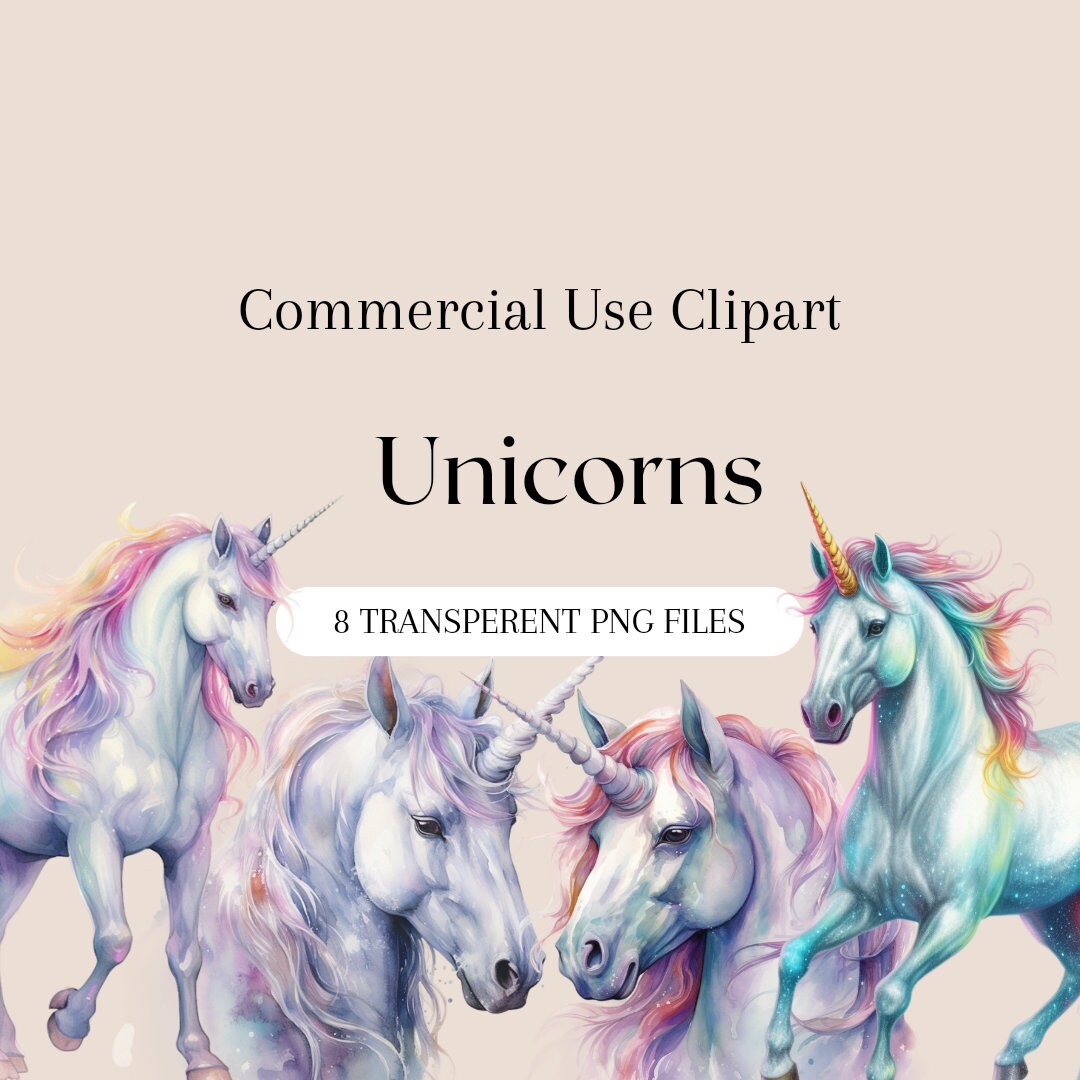 Vibrant Unicorn Clipart Set Digital Download Cute Unicorn - Etsy