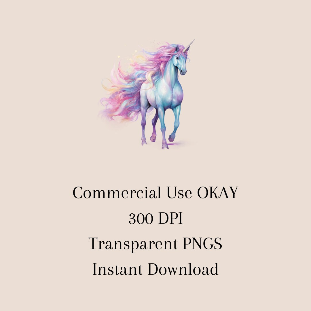 Vibrant Unicorn Clipart Set Digital Download Cute Unicorn - Etsy