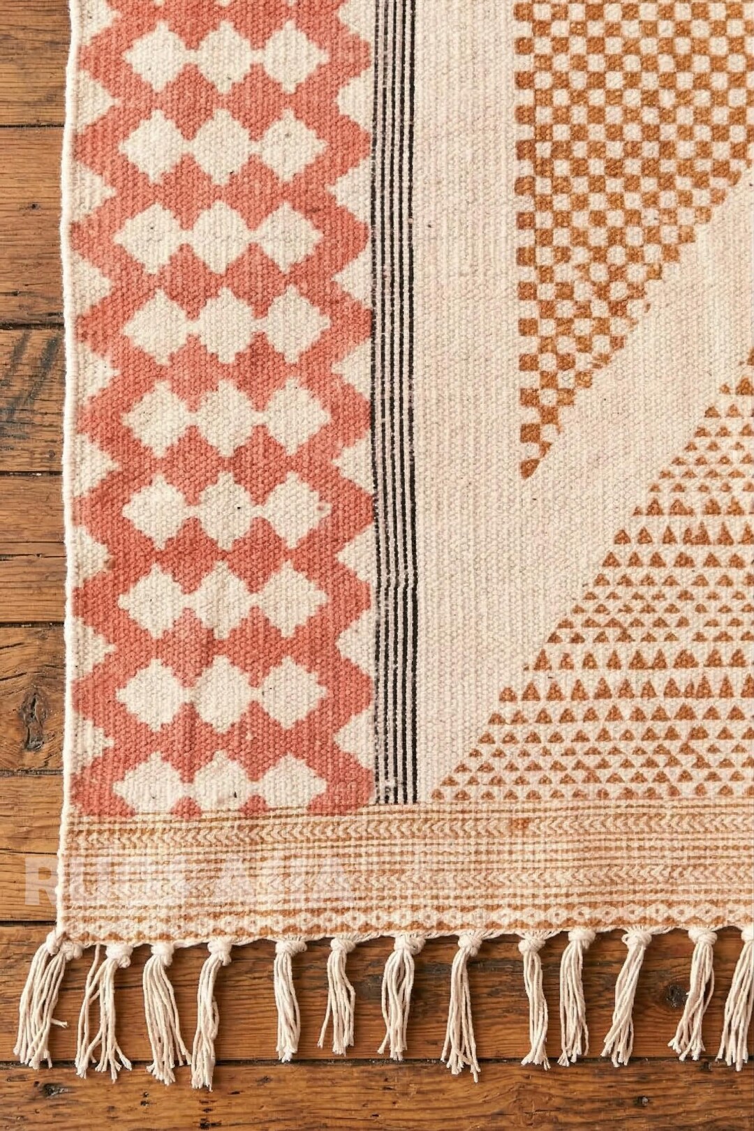 6x9 Block Print Cotton Rug Handmade, Indian Floral Area Rug, Boho ...