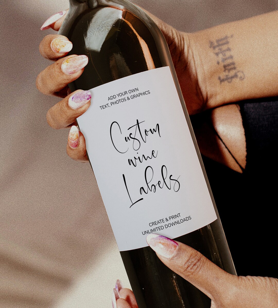 Editable Wine Label Template Wedding | Custom Wine Bottle Label ...