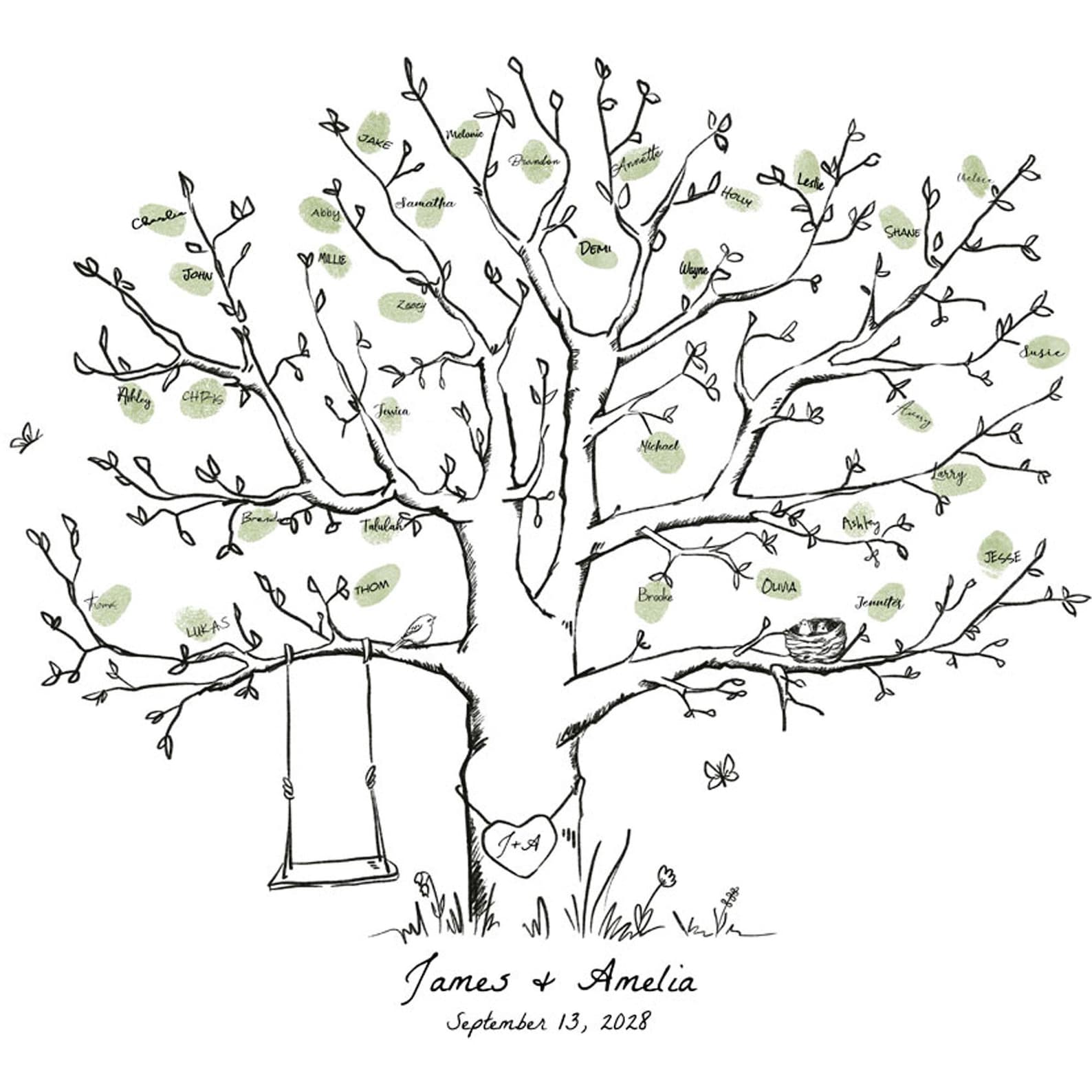 Editable Fingerprint Tree Wedding Guest Book – DIY Printable Guestbook ...