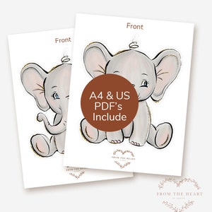Printable Elephant Centerpiece Elephant Cake Topper Elephant Cutout ...