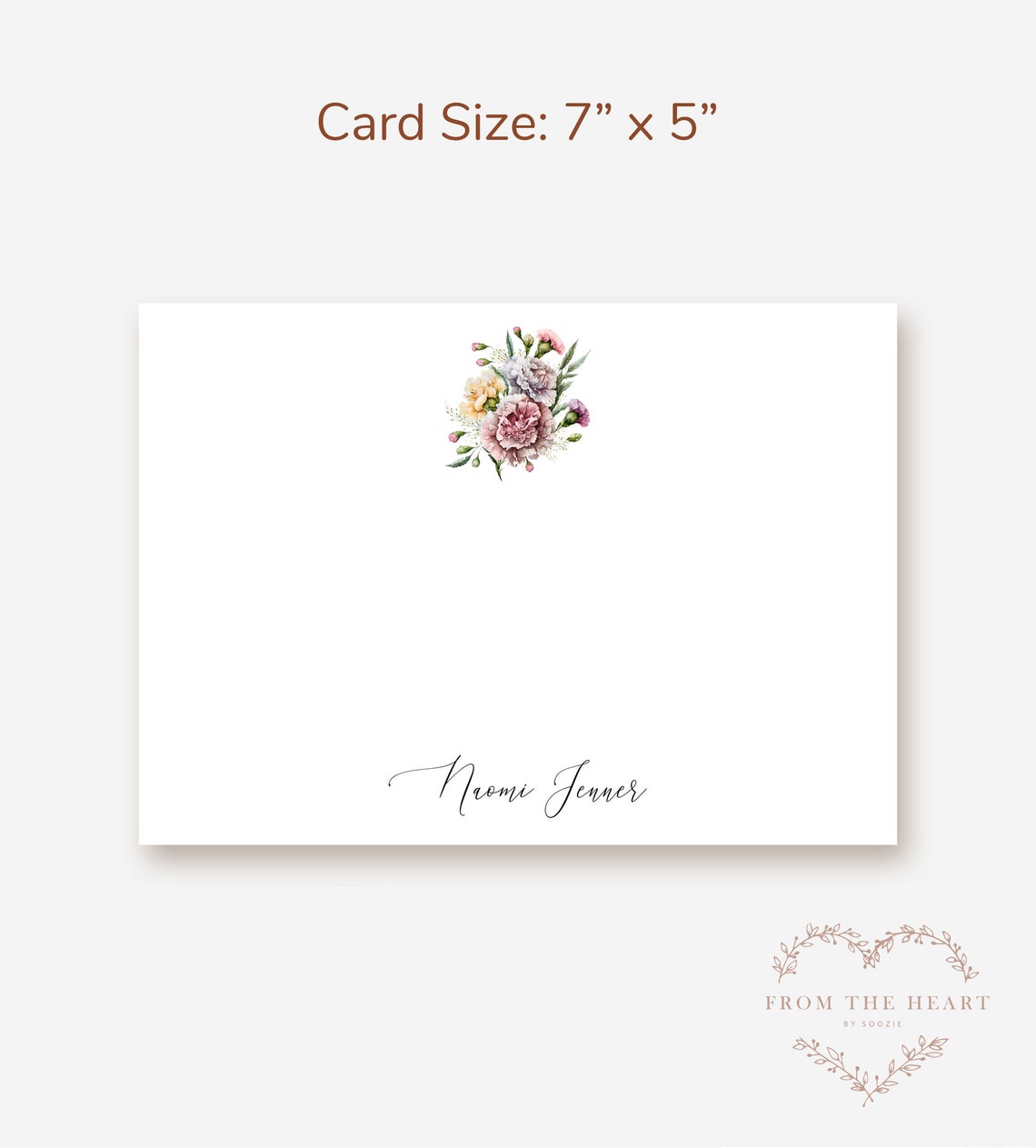 Editable Birth Month Flower Note Card Template Personalized Floral ...