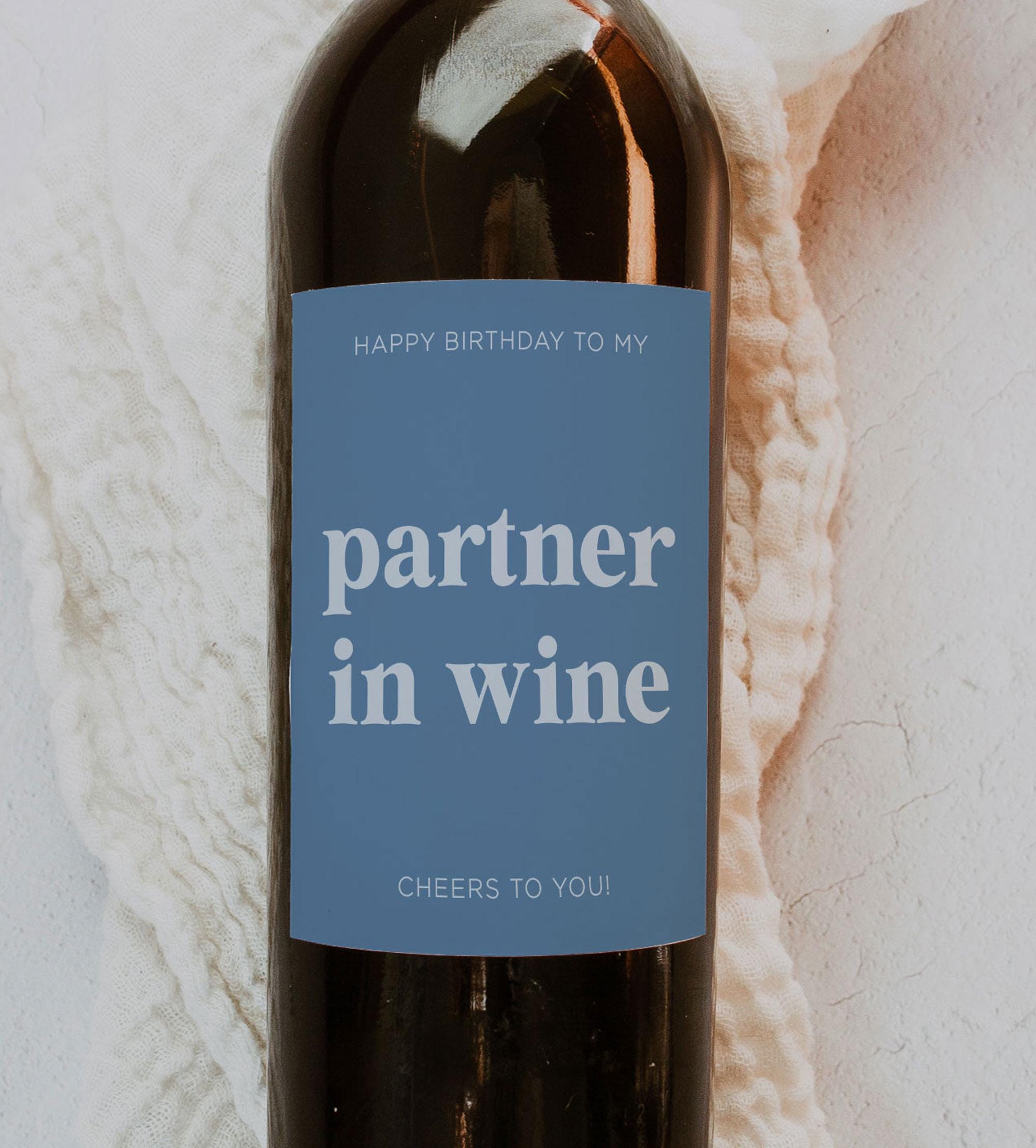 Partner in Wine Birthday Wine Label, Happy Birthday, Printable Wine ...