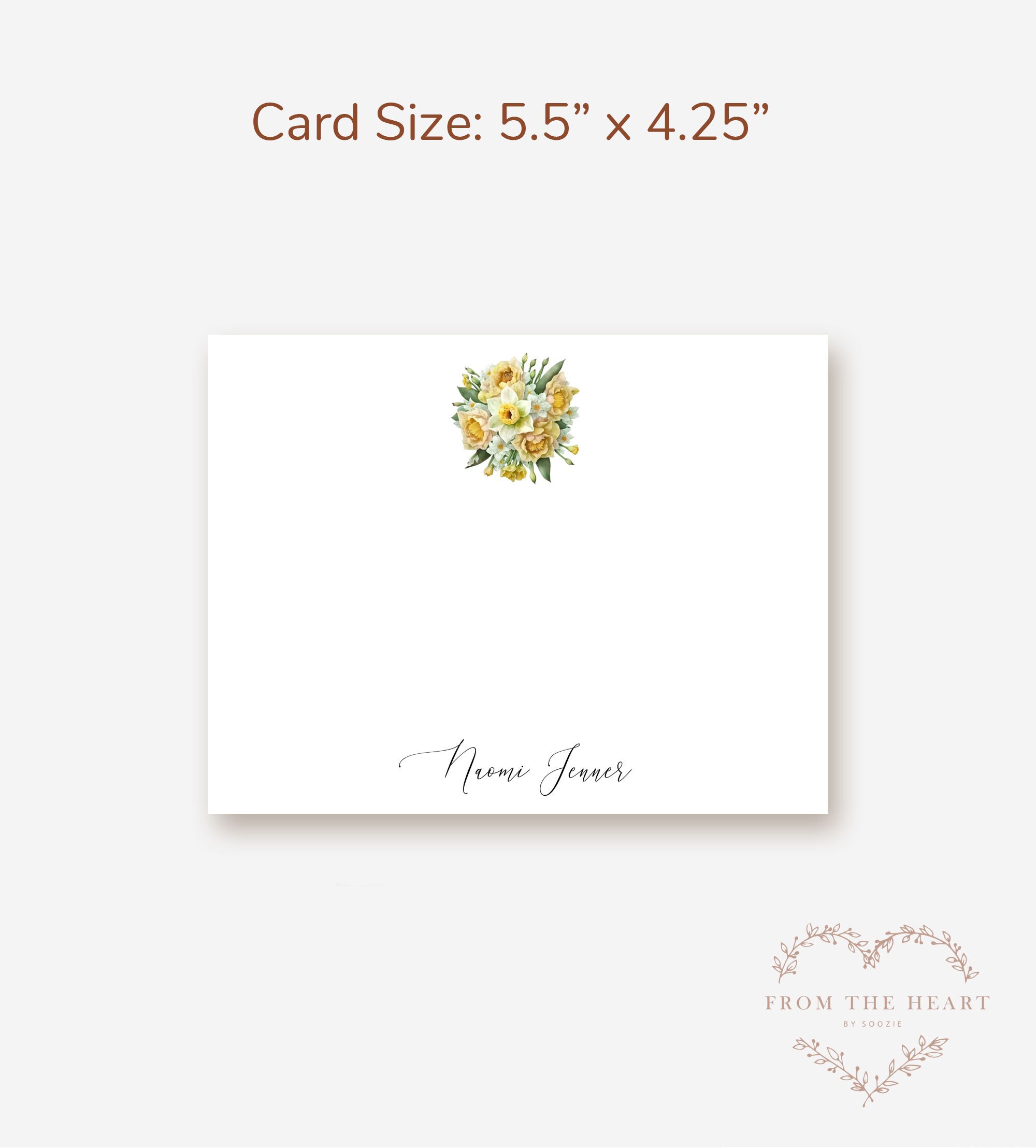 Editable Birth Month Flower Note Card Template Personalized Floral ...
