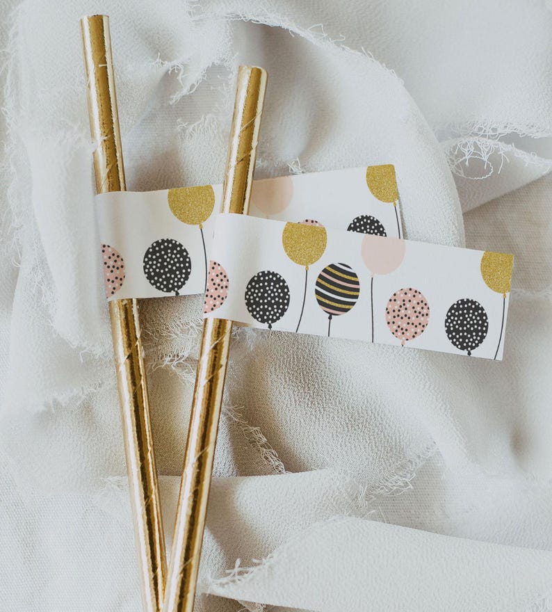 Printable Party Straw Flags, Birthday Drink Tags, Birthday Decor, DIY ...
