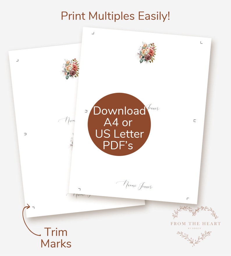 Editable Birth Month Flower Note Card Template Personalized Floral ...