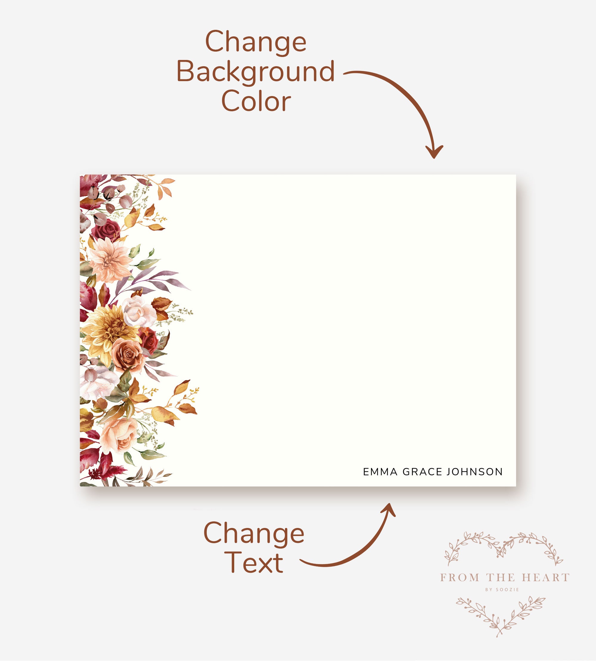 Editable Personalized Fall Note Card Template Custom Autumn Notecard ...