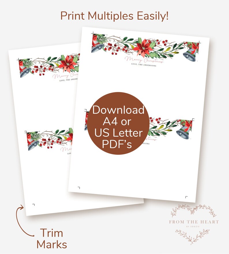 Editable Christmas Name Card Template, Personalized Holiday Note Card ...