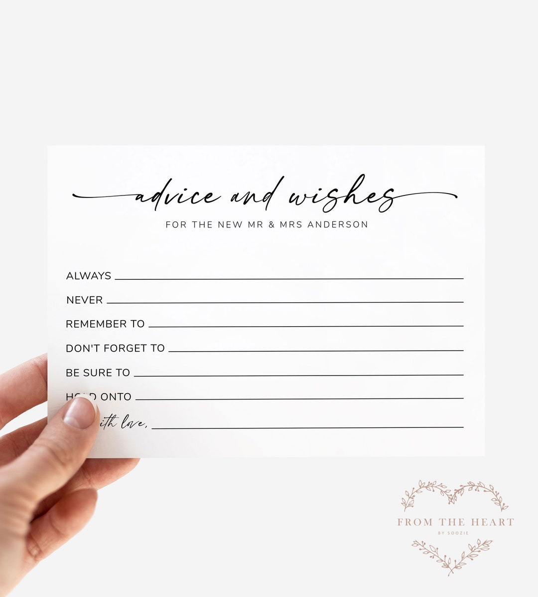 Editable Bridal Shower Advice Card Template, Wedding Advice, Bridal ...