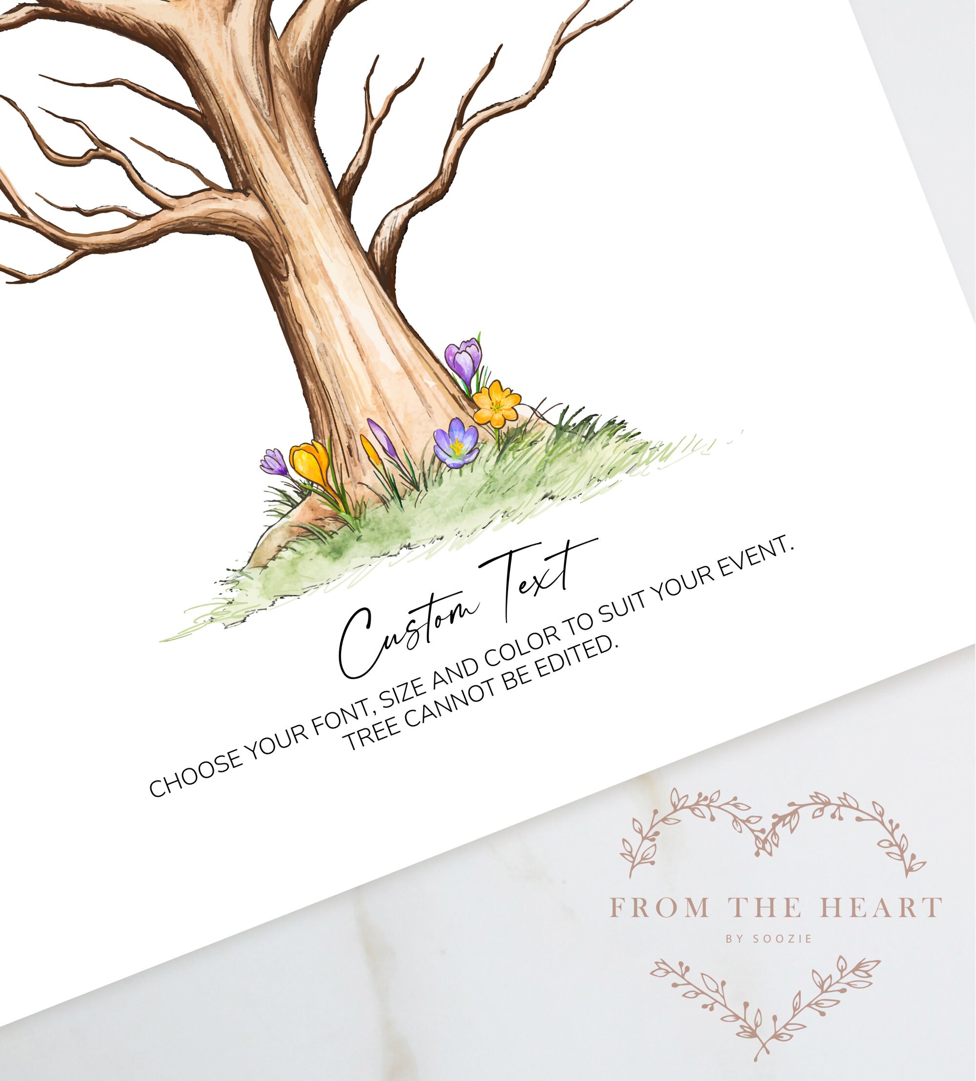 Editable Fingerprint Tree Template – Wedding Guest Book, Baby Shower ...