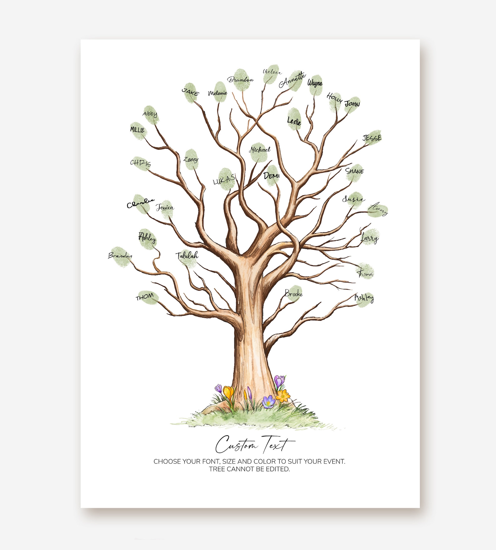 Editable Fingerprint Tree Template – Wedding Guest Book, Baby Shower ...