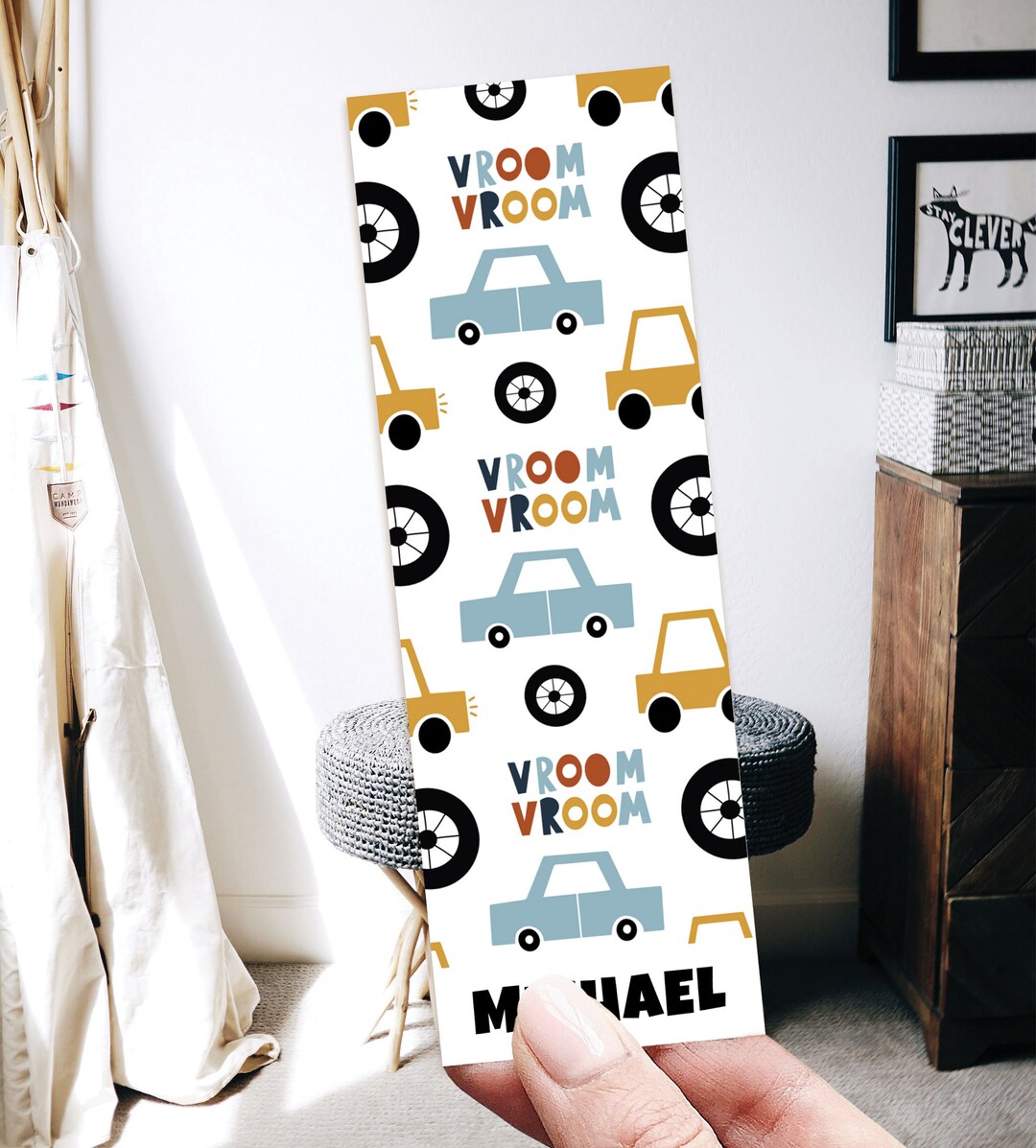 Editable Cute Car Printable Name Bookmark Template, Bookmark Template ...
