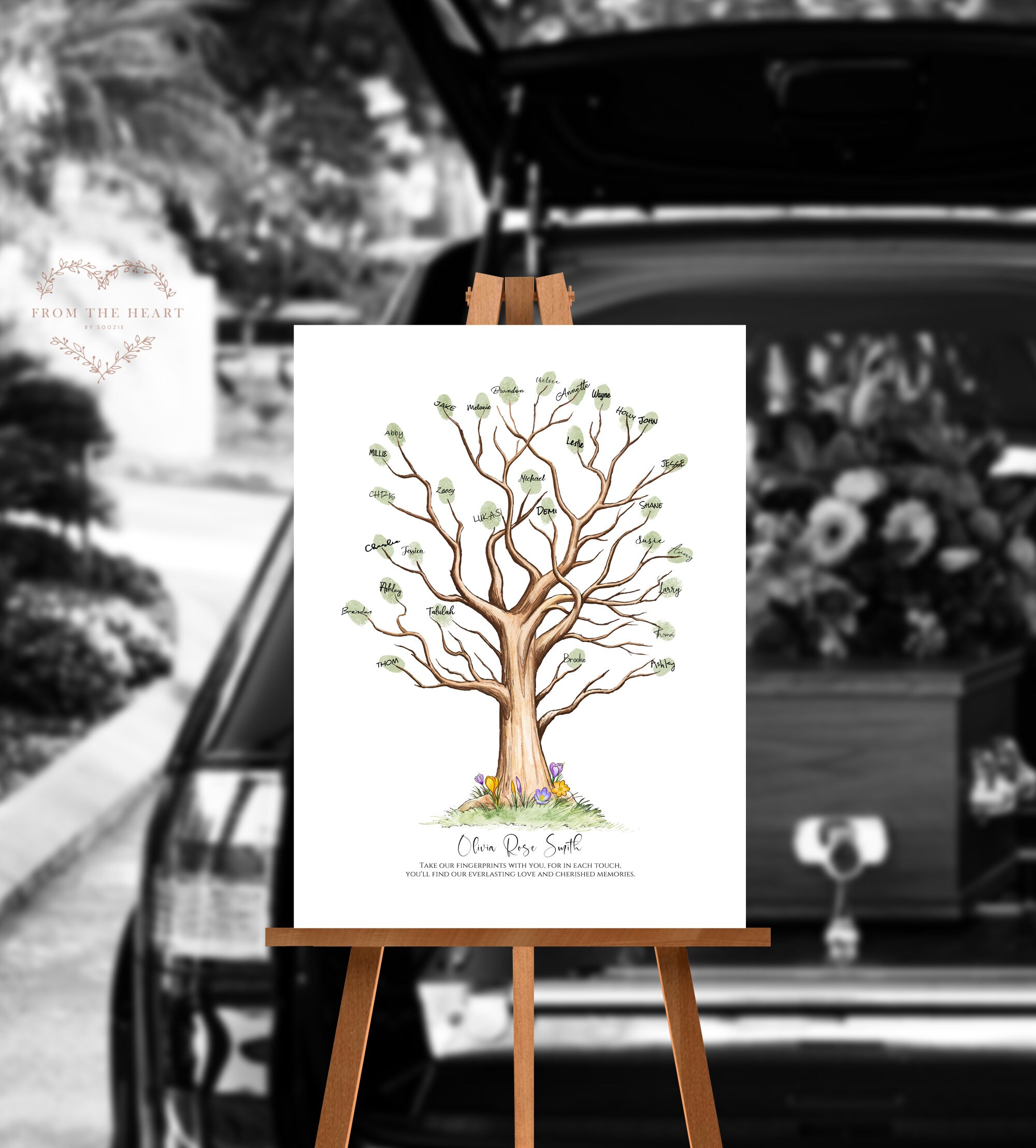Editable Funeral Memorial Fingerprint Tree Template, Funeral Sign ...