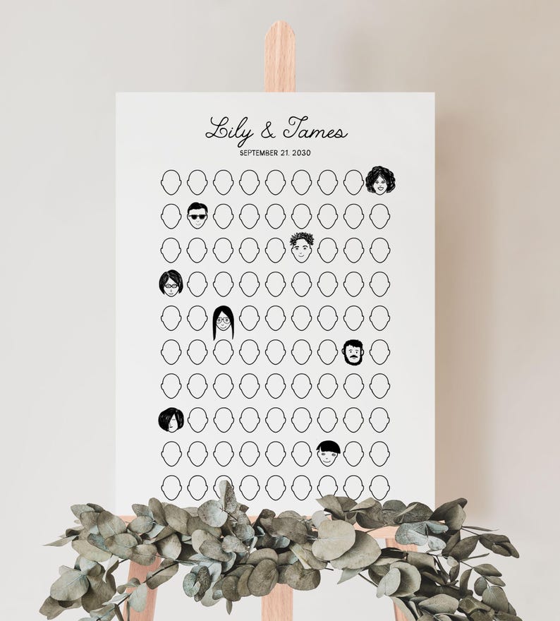Draw Your Face Wedding Guestbook Template – Funny Editable Guest Book ...