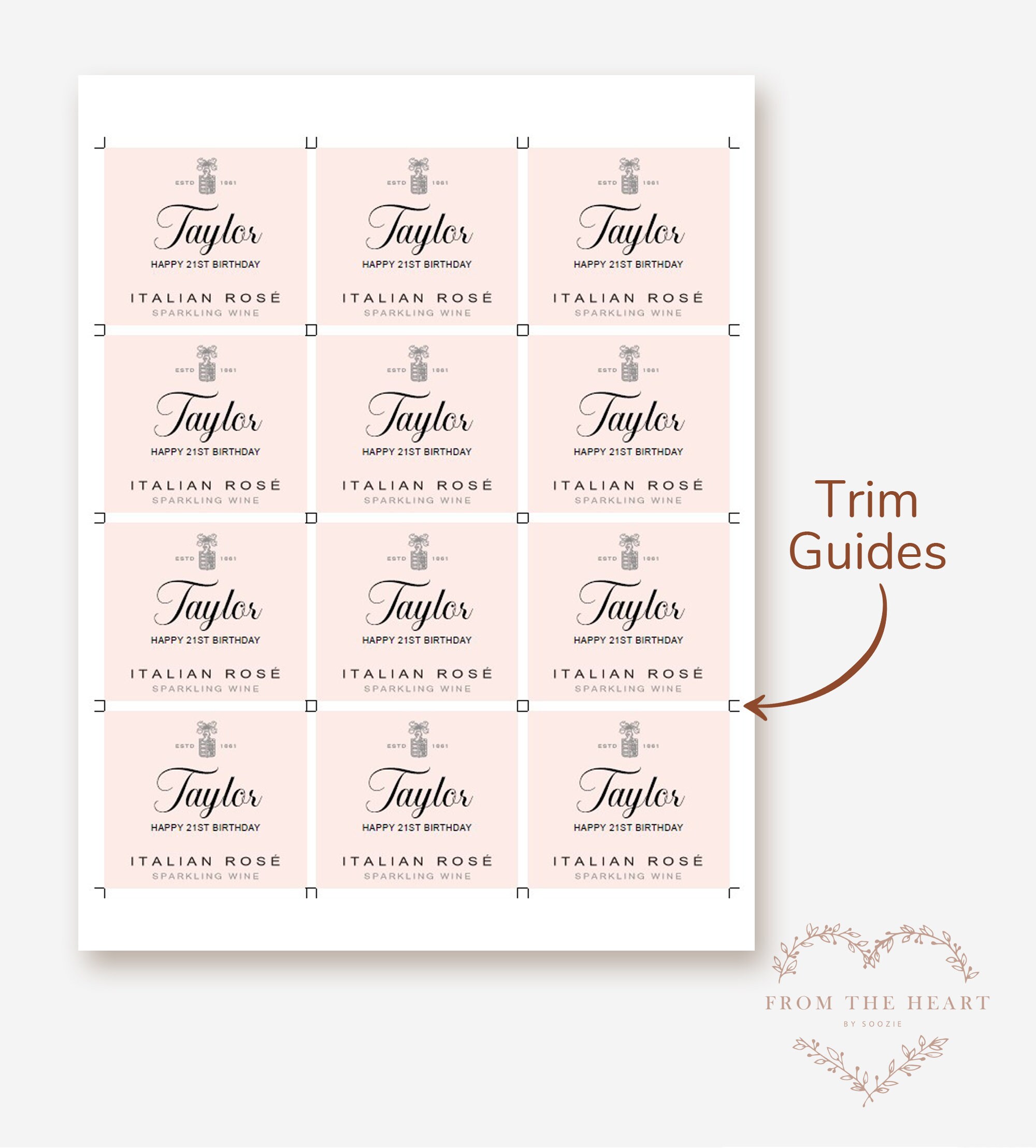 Editable Prosecco Bottle Label Template Printable for Freixenet Rose ...