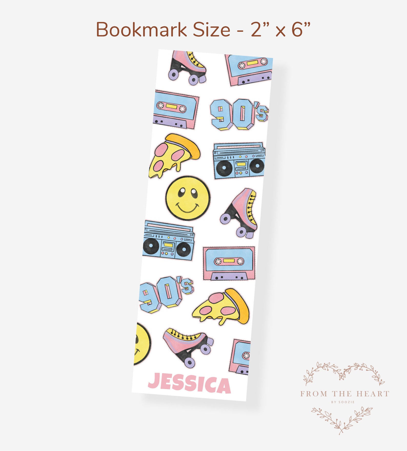 Editable 90s Personalized Bookmark Template, Printable and Customizable ...