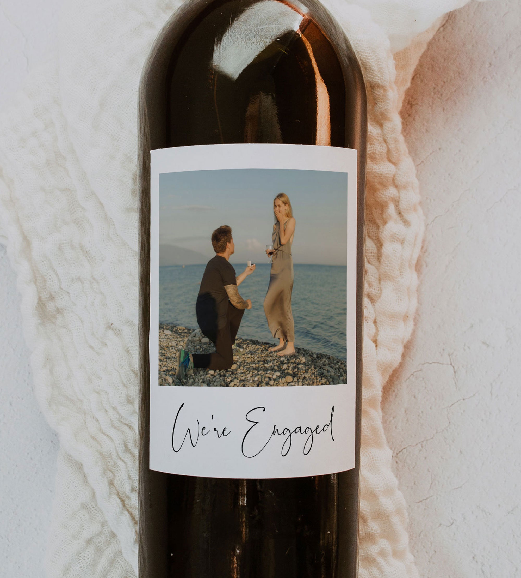 Editable Engagement Wine Label – Custom Photo Bottle Label for Proposal ...