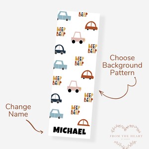 Editable Cute Car Printable Name Bookmark Template, Bookmark Template ...