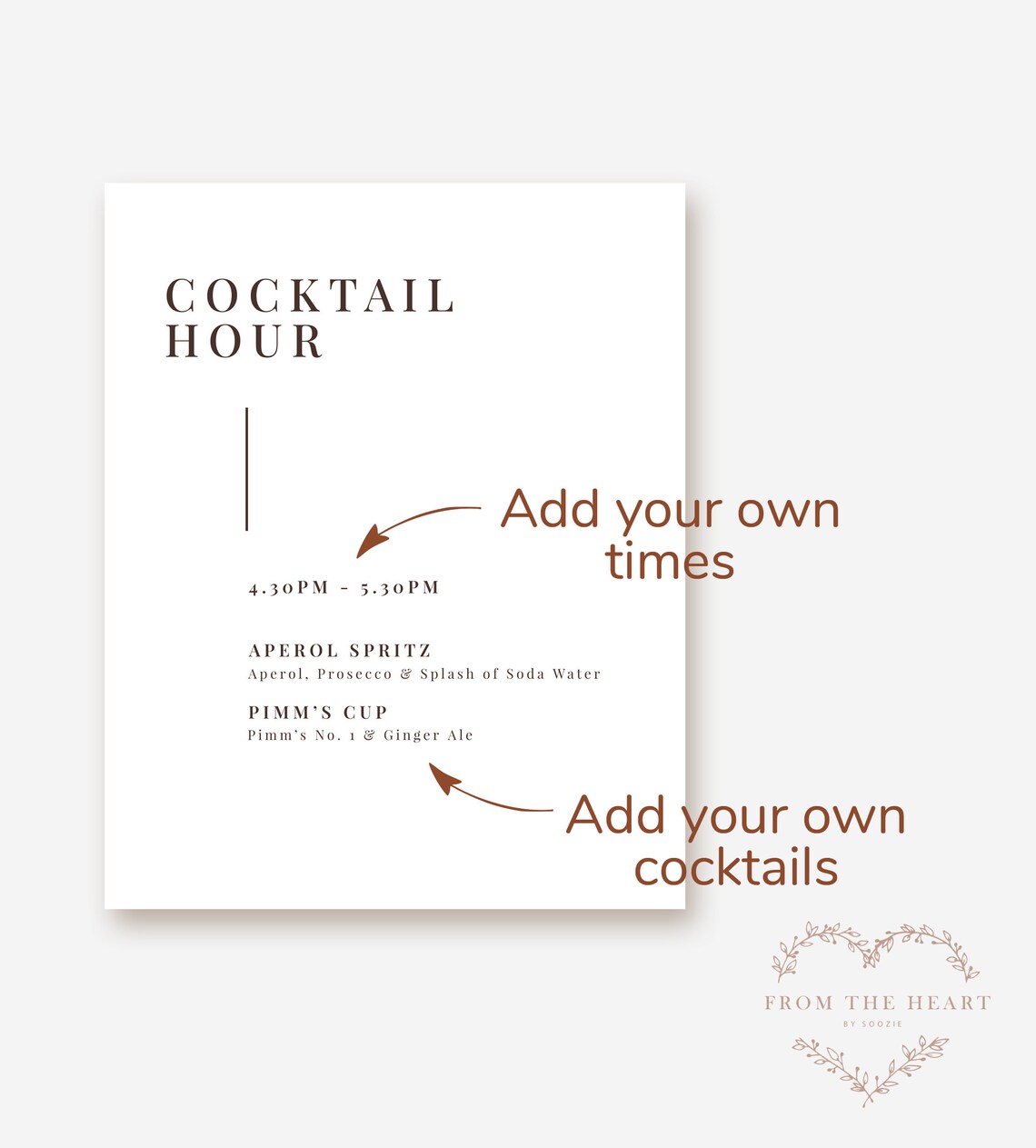 Modern Wedding Cocktail Hour Sign Editable Template, Signature Drink ...