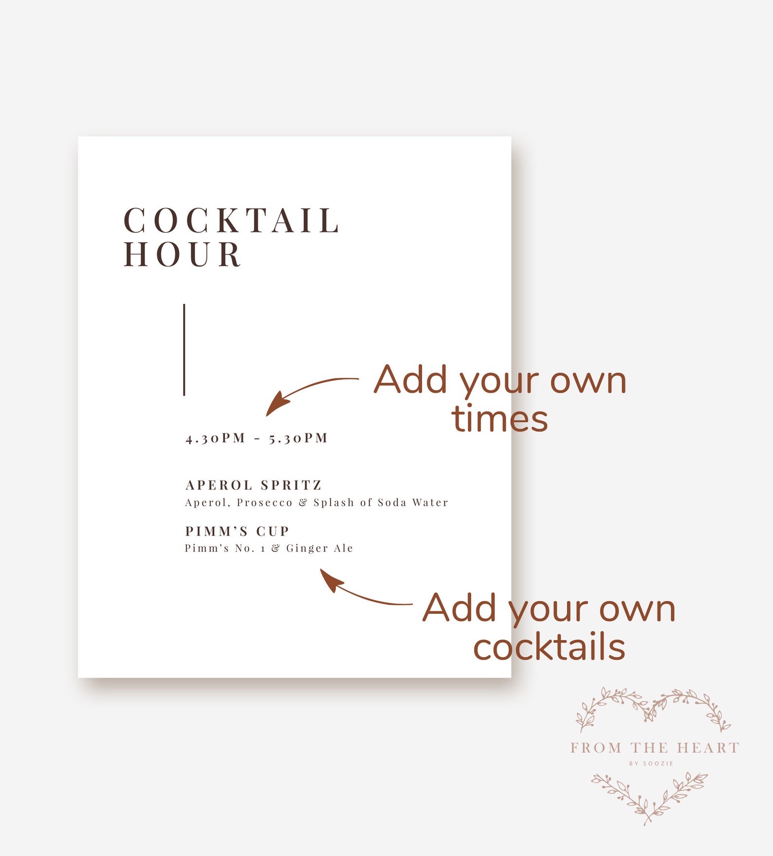 Modern Wedding Cocktail Hour Sign Editable Template, Signature Drink ...